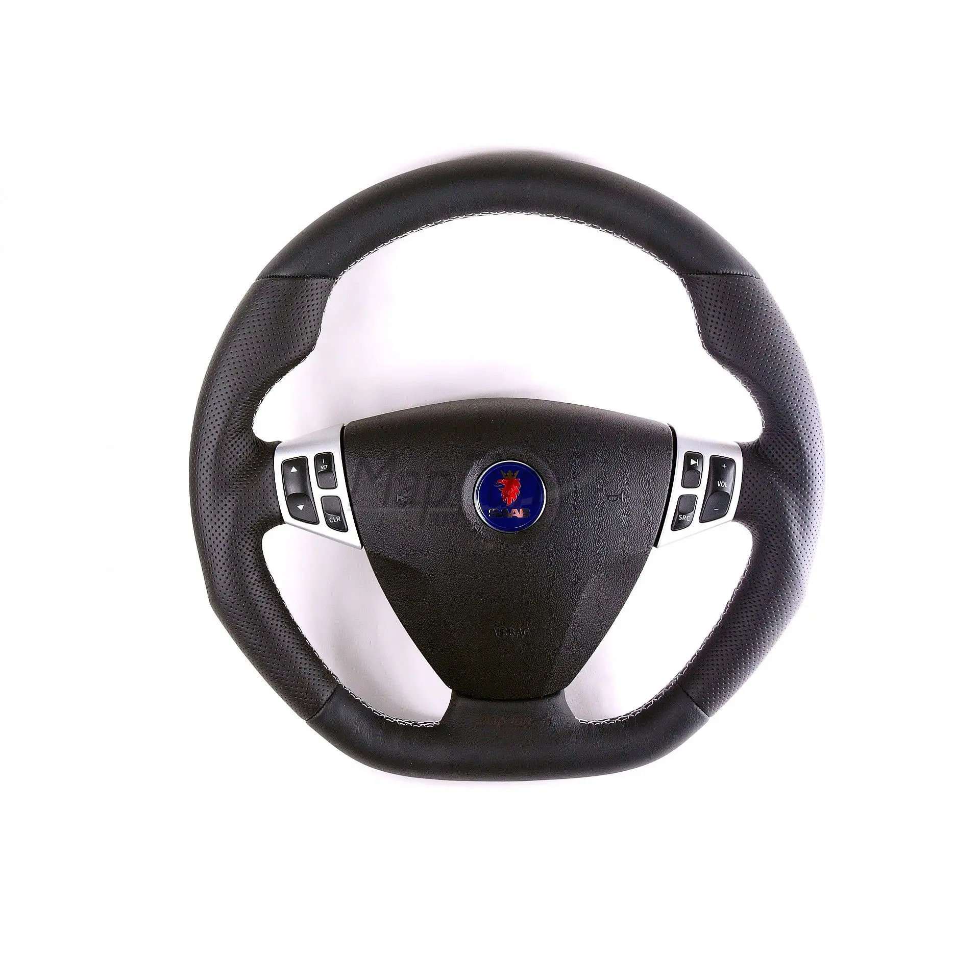 Maptun leather Steering wheel Saab 9-5 06-10 Flat bottom white ...